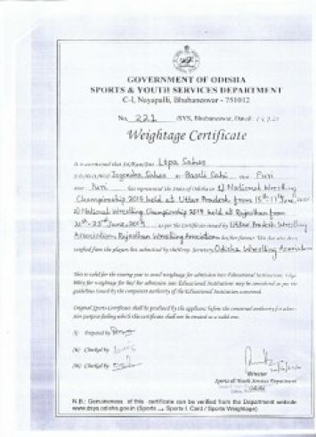 List of Weightage Certificates issued | Sports & Youth Services Department